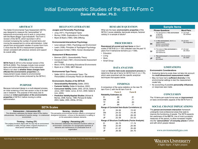 "Initial Environmetric Studies of the SETA-Form C" by Daniel W. Salter